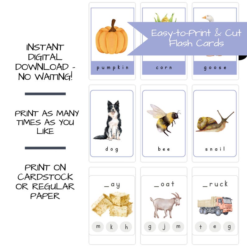 Farm Themed Alphabet Letter Recognition Early Literacy Printable Cards ...