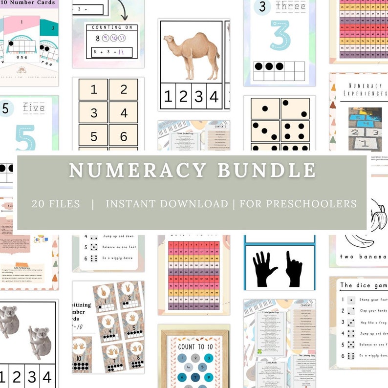 Maths Bundle, Preschool Learning Numeracy Pack, Instant Download, Learn ...