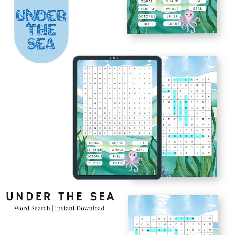 Under the Sea Word Search for Kids | Ocean Theme Printable Activity ...