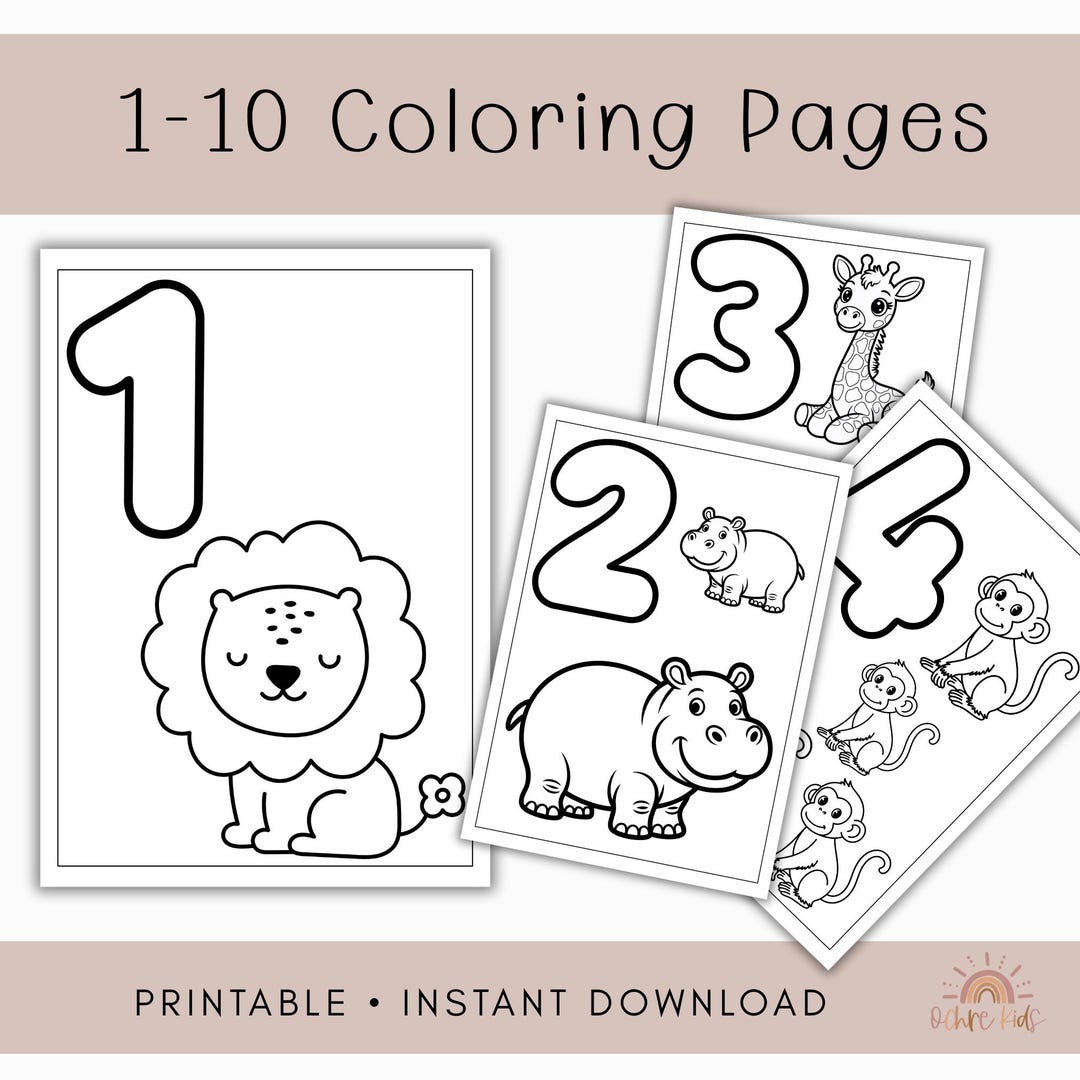 Numbers 1-10 Coloring Pages – Preschool Numeracy Printables (PDF) - Etsy