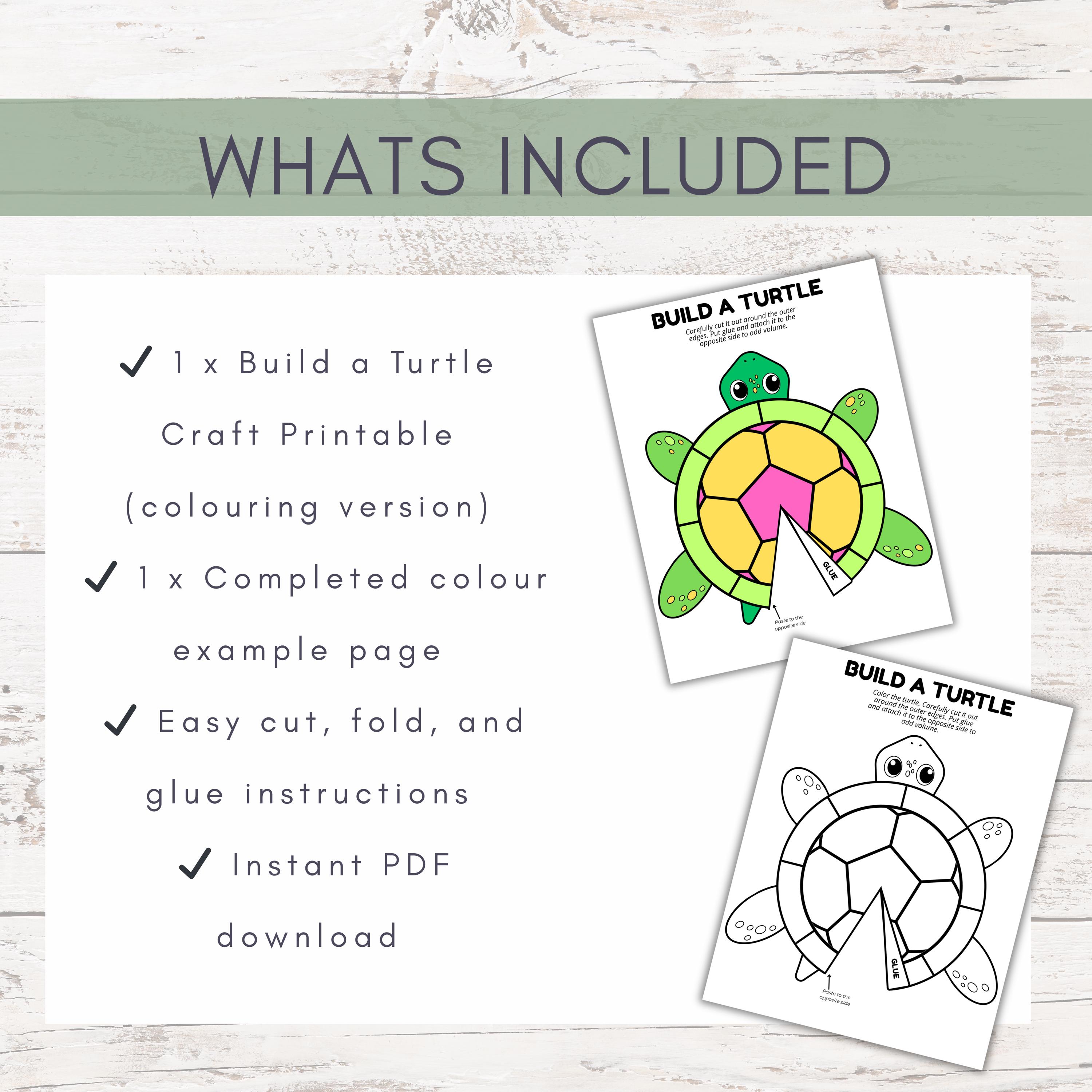 Build a Turtle Craft Printable | Ocean Animal Cut and Paste Activity ...
