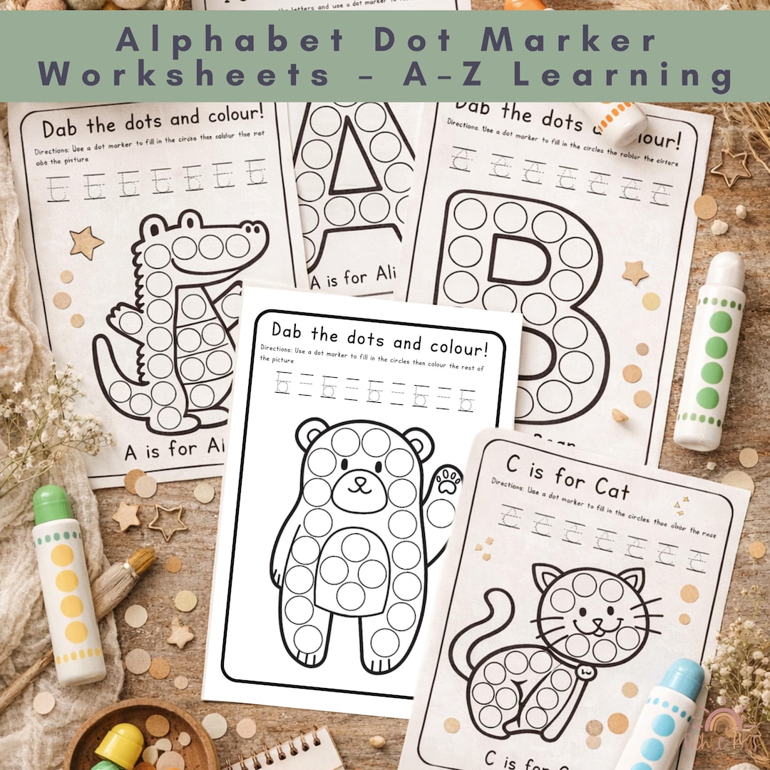 Dot Marker Preschool Alphabet Worksheets, ABC Coloring Pages Instant ...