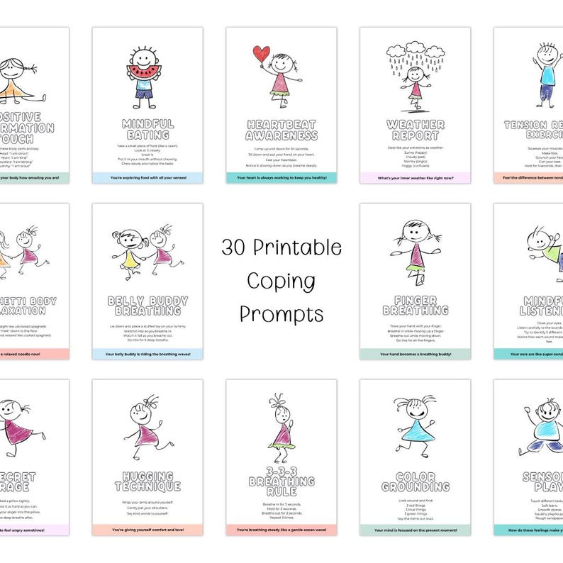 Somatic Coping Skills Cards for Kids | 30 Printable Mind-body ...