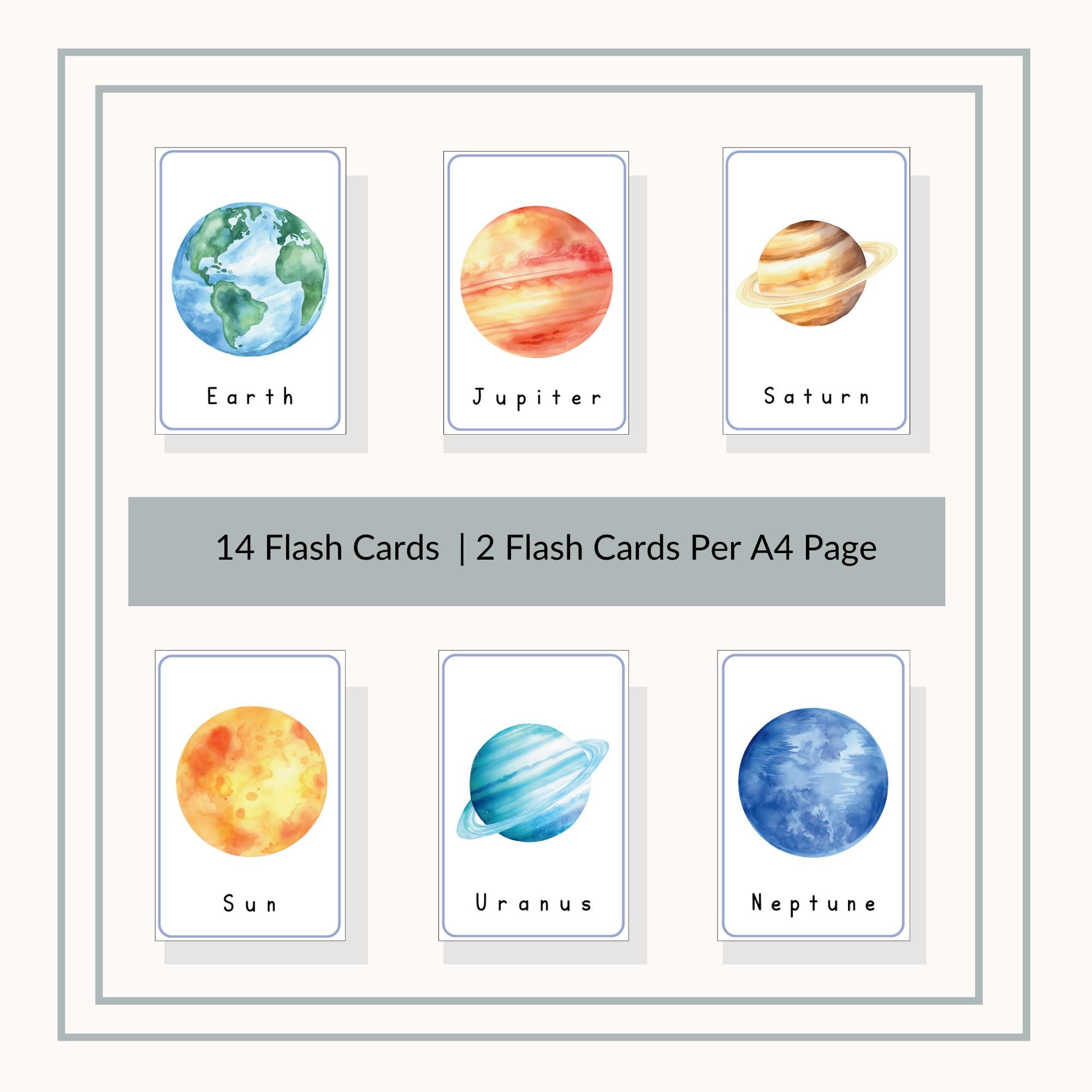 Space Flash Cards, Learning Cards, Educational Flash Cards, Homeschool ...