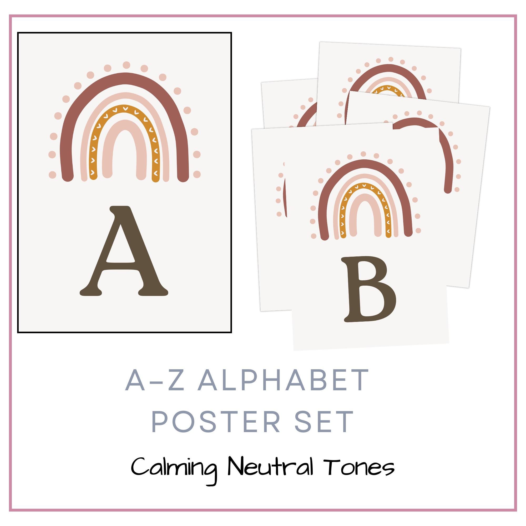 Boho Alphabet Posters A-Z | A5 Size | Printable PDF and JPG | ABC ...
