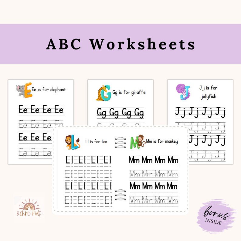 PRESCHOOL PRE-K Work Sheets for Kids ABC Worksheets Printable - Etsy ...