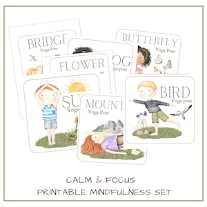 Mindfulness Yoga for Kids Printable Flashcards, Calming Breathing ...