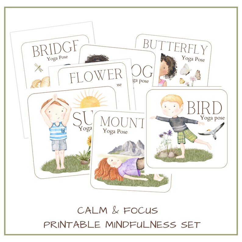 Mindfulness Yoga for Kids Printable Flashcards, Calming Breathing ...