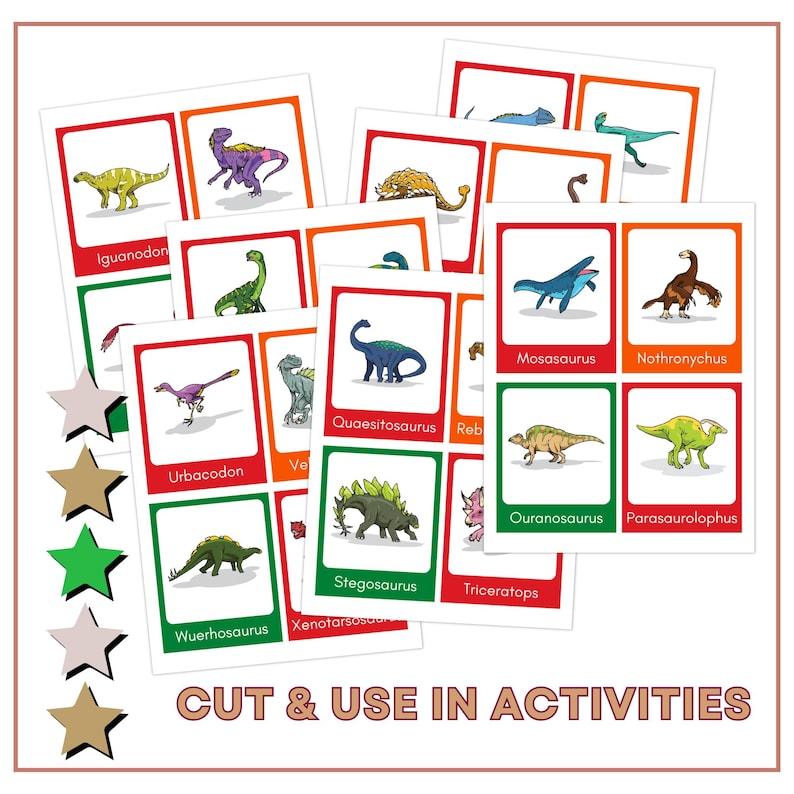 Dinosaur Alphabet Flash Cards ABC Kindergarten Printable Home Schooling ...