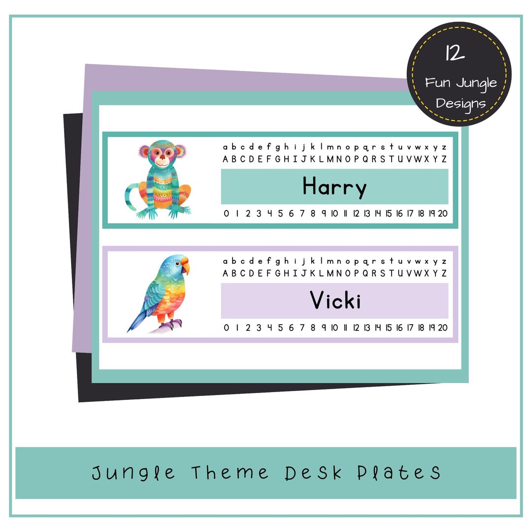 Editable Jungle Theme Name Tags for Preschool | Desk Name Plates With ...