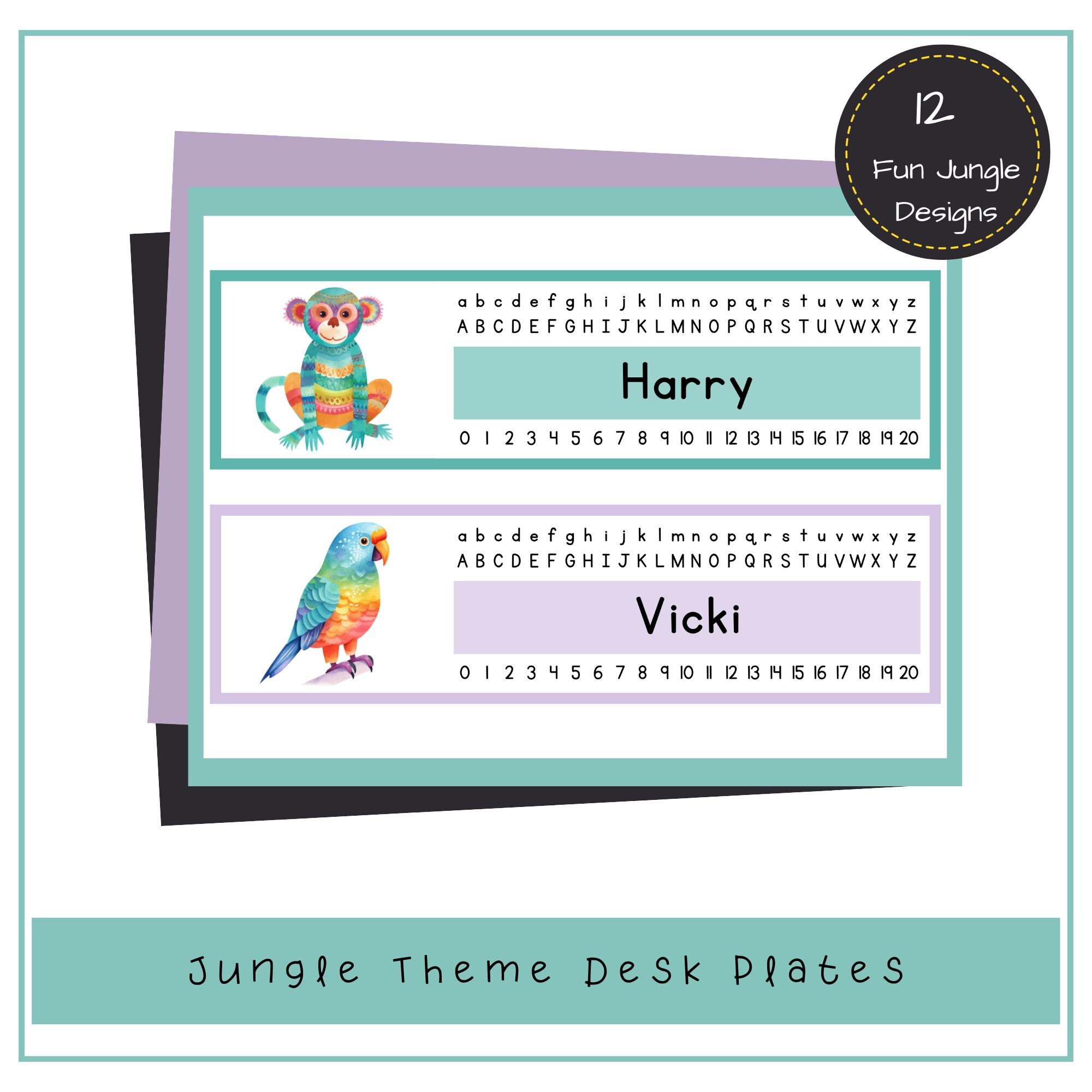 Editable Jungle Theme Name Tags for Preschool | Desk Name Plates With ...