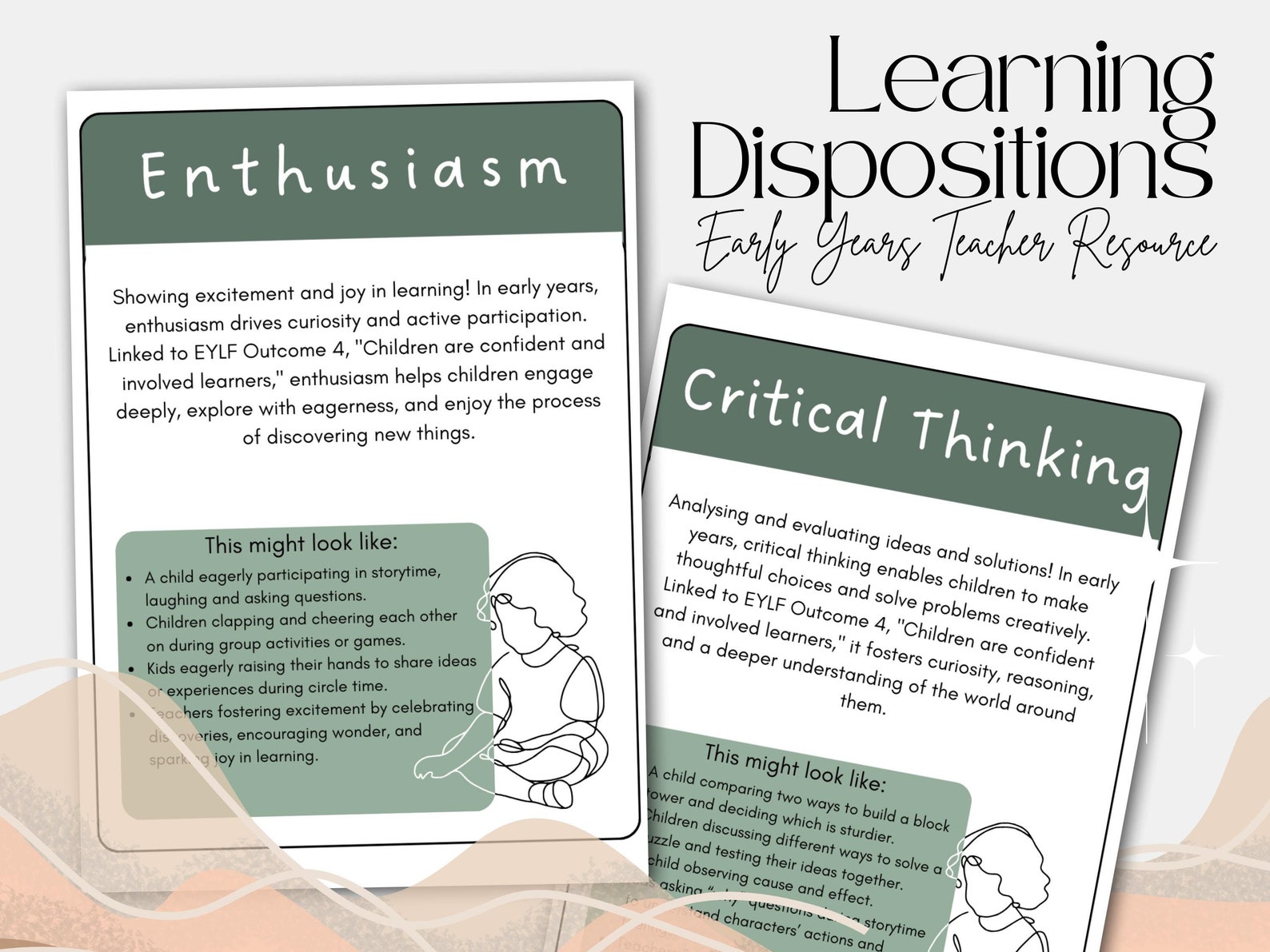 EYLF Learning Disposition Cards | Digital Download | Printable A4 & A5 ...