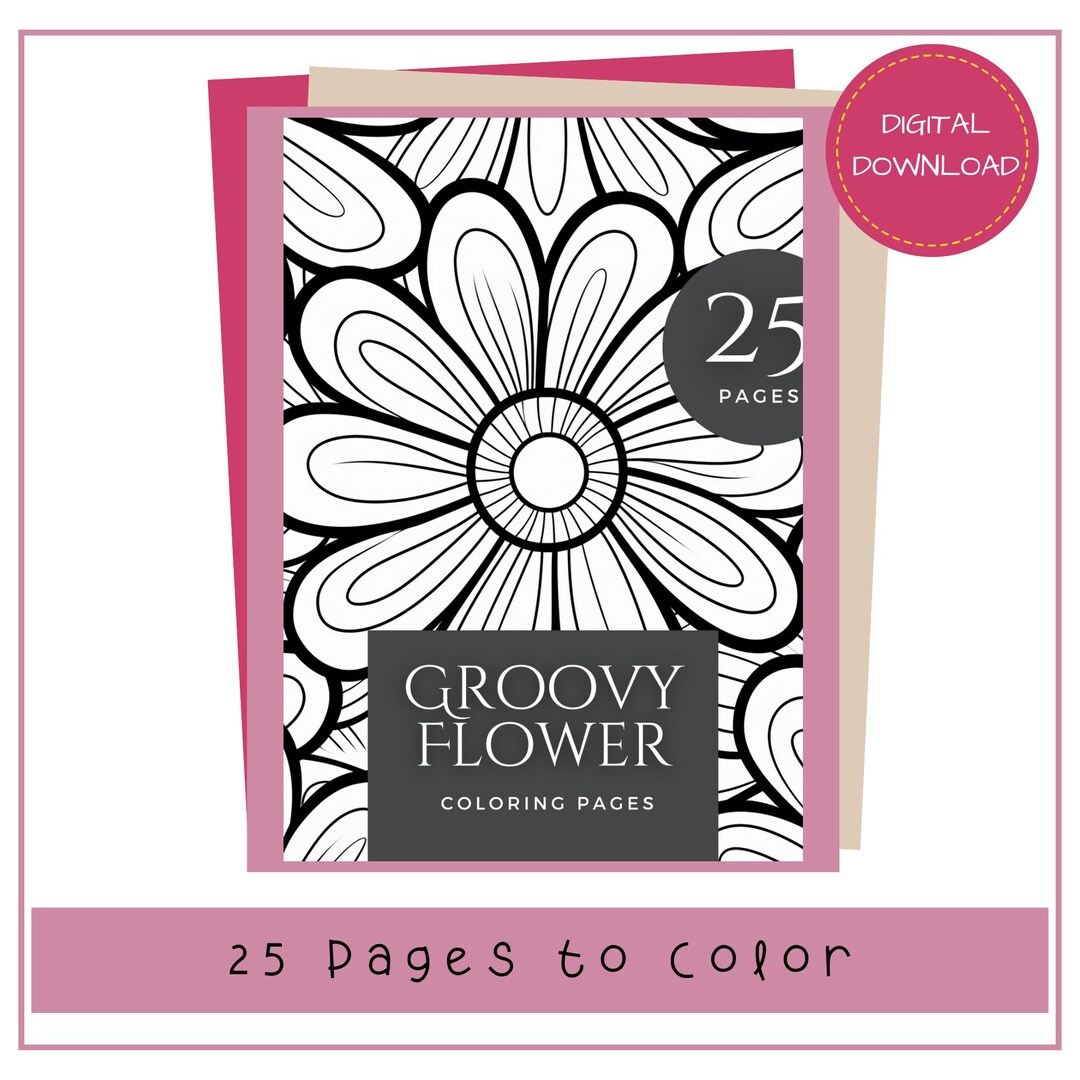 Groovy Flower Coloring Pages: 60s 70s Retro Floral (digital Download ...