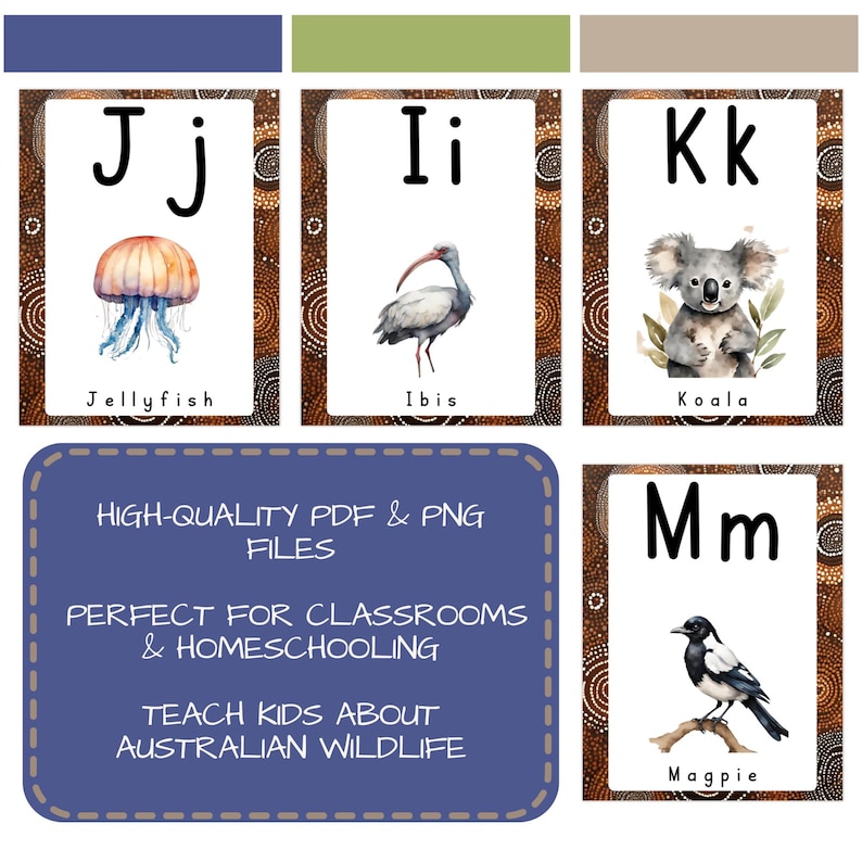 Australian Animal ABC Cards: Dot Painting Flashcards (digital Download ...