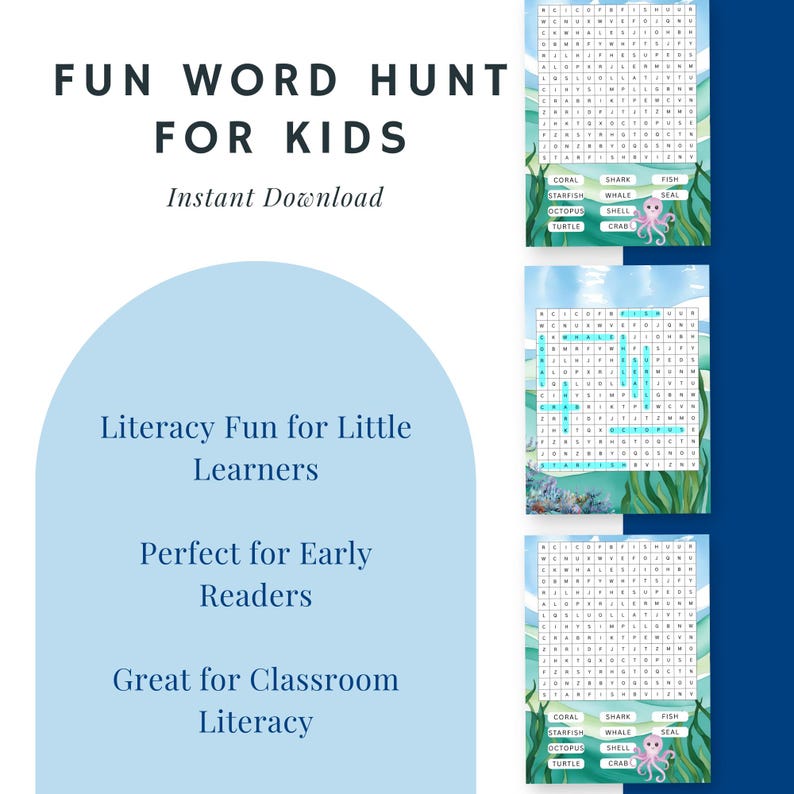 Under the Sea Word Search for Kids | Ocean Theme Printable Activity ...