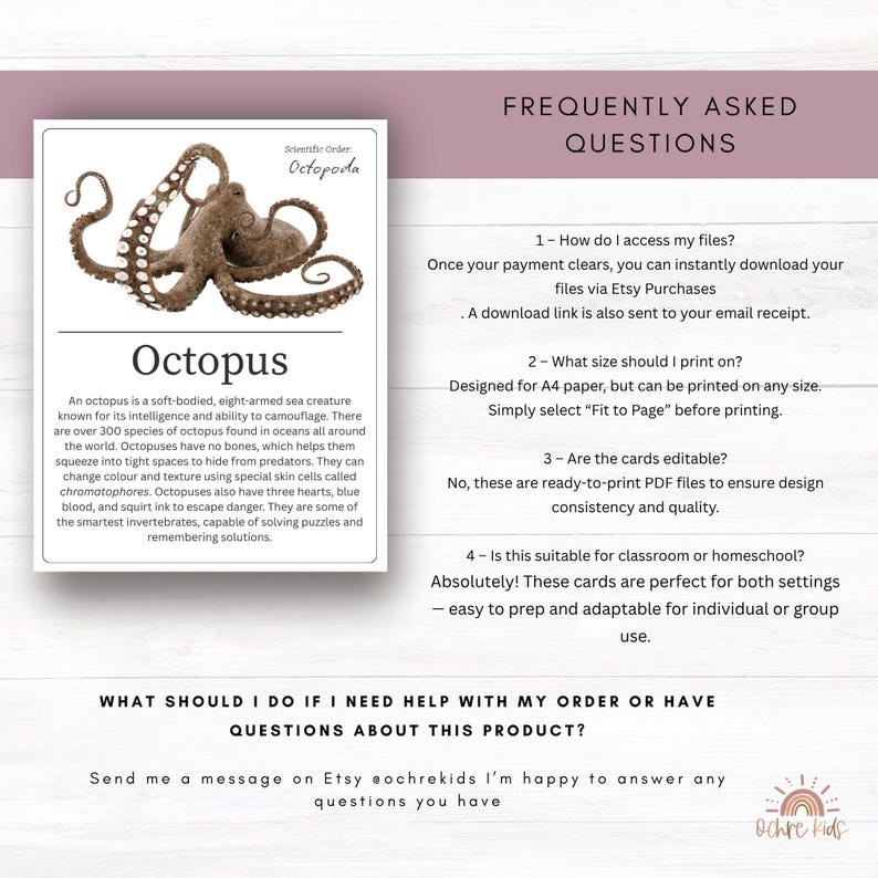 Ocean Animal Fact Cards | Montessori Sea Life Learning (printable ...