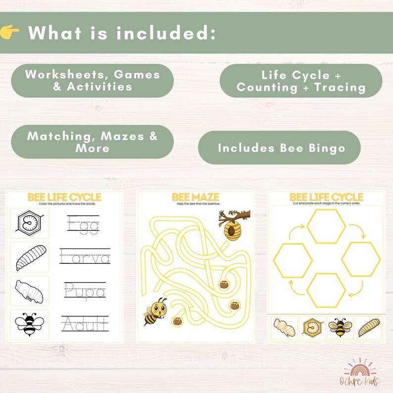 Bee Activity Bundle for Kids, Bee Unit Study Homeschool, Preschool ...