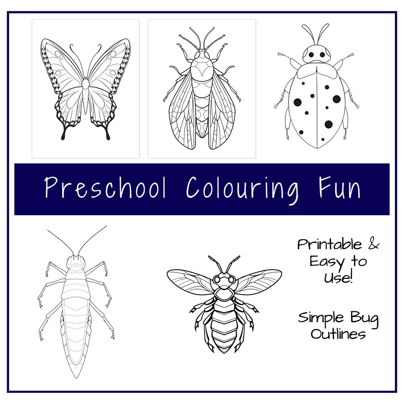 Bug Coloring Pages for Kids, 25 Insect Coloring & Counting Sheets ...