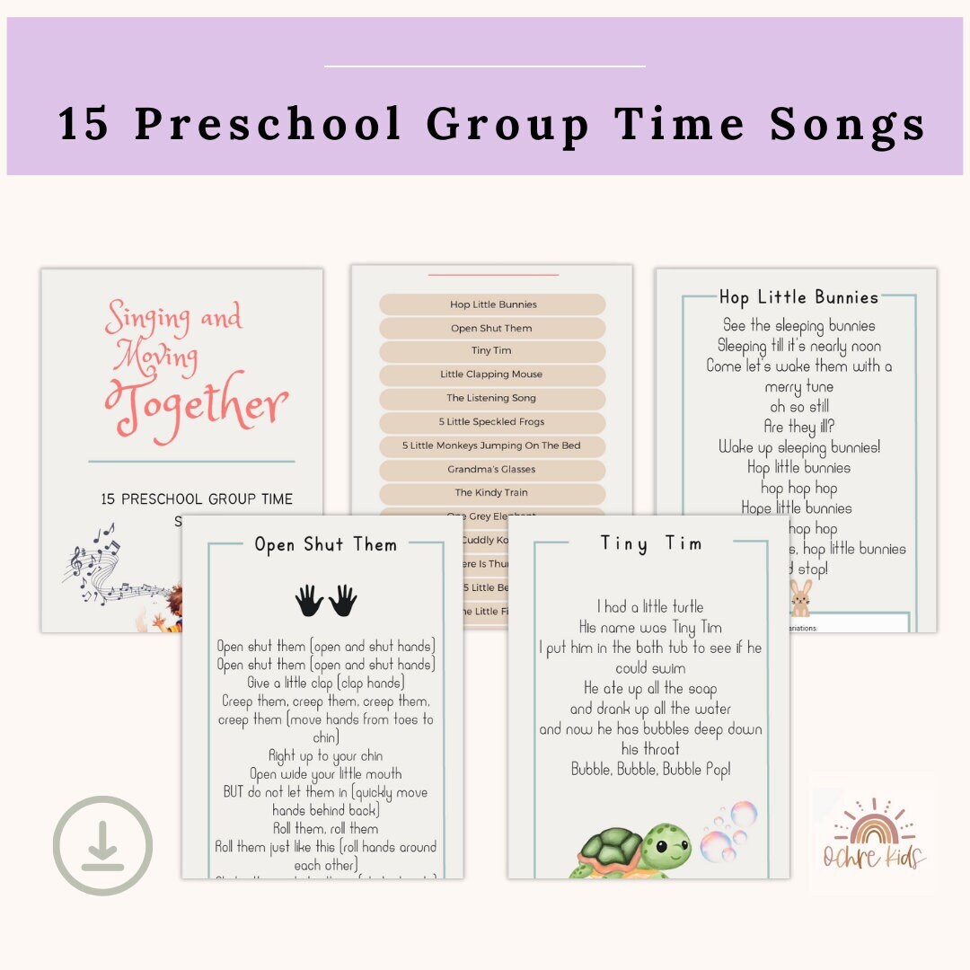 Preschool Group Time Songs Ebook | Digital Download - Etsy