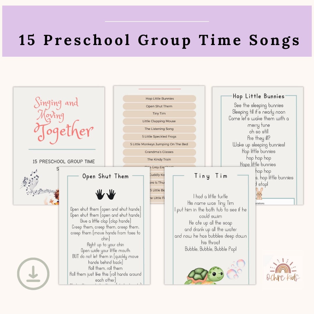 Preschool Group Time Songs Ebook Digital Download - Etsy Australia