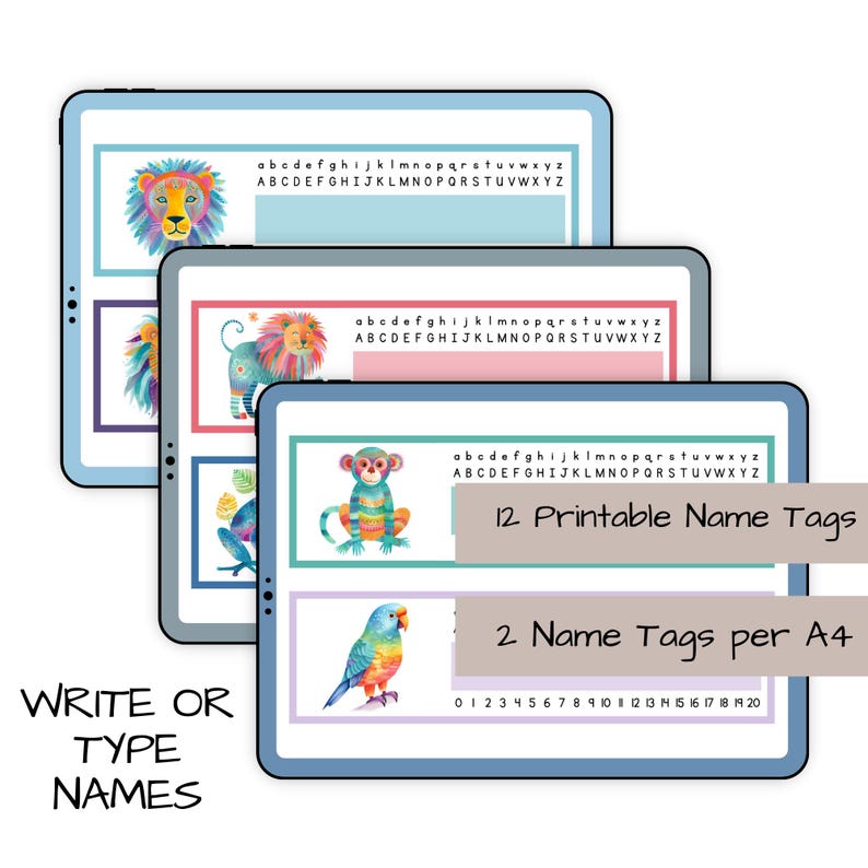 Editable Jungle Theme Name Tags for Preschool | Desk Name Plates With ...