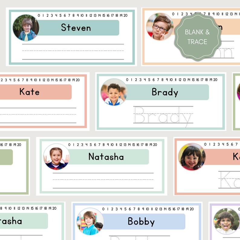 Classroom Desk Plates Canva Template Name Tags With Photos and ...