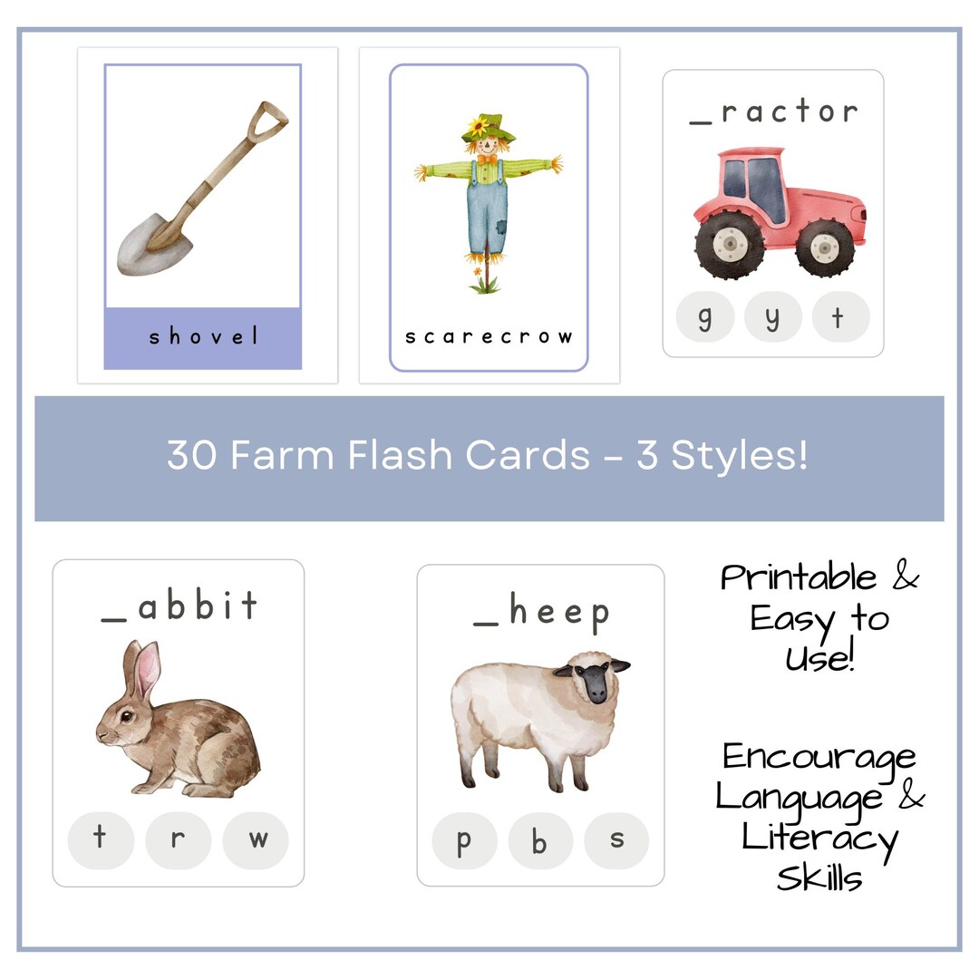 Farm Themed Alphabet Letter Recognition Early Literacy Printable Cards ...