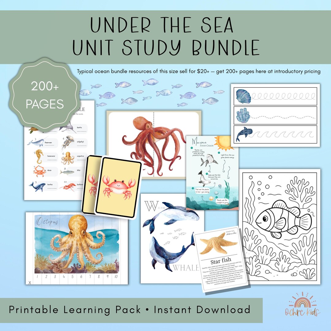 Ocean Learning Bundle Printable, Under the Sea Preschool Worksheets ...