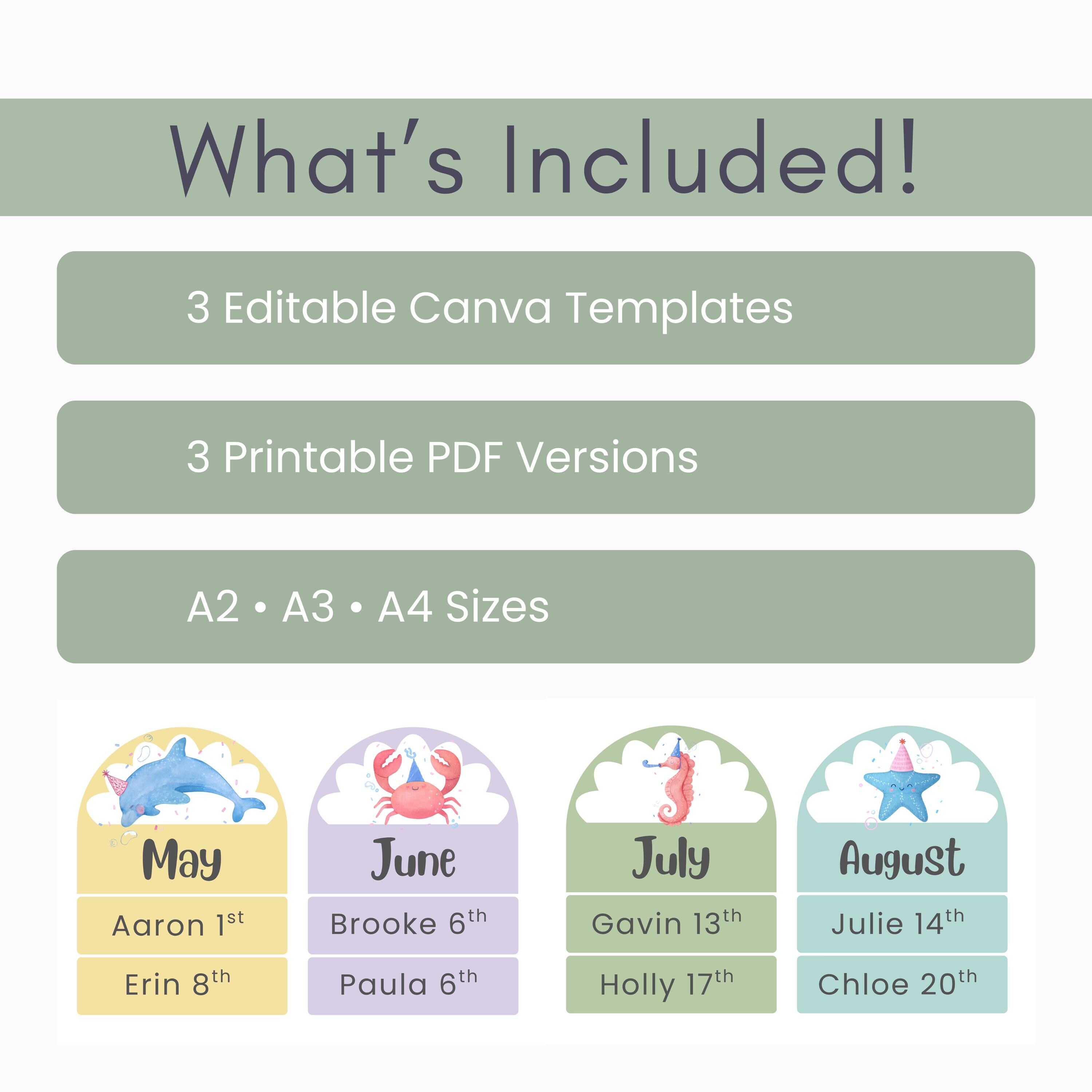 Classroom Decor Birthday Chart Under the Sea Theme Wall Display for ...
