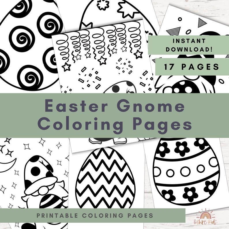Gnome Easter Coloring Pages Printable for Preschoolers and Early ...