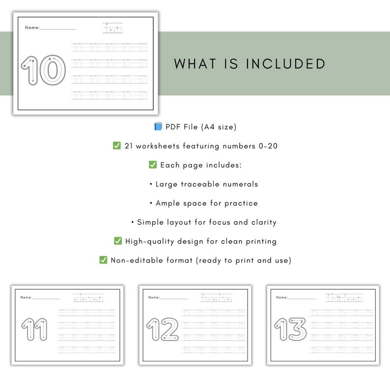 0–20 Number Tracing Worksheets | Early Numeracy Practice | A4 PDF ...