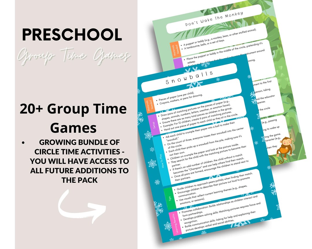 Group Time Games and Activities for Preschoolers | Digital Download ...