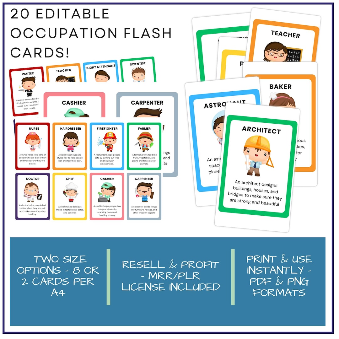 Occupation Flash Cards: Community Helpers, Early Learning (PDF & PNG ...