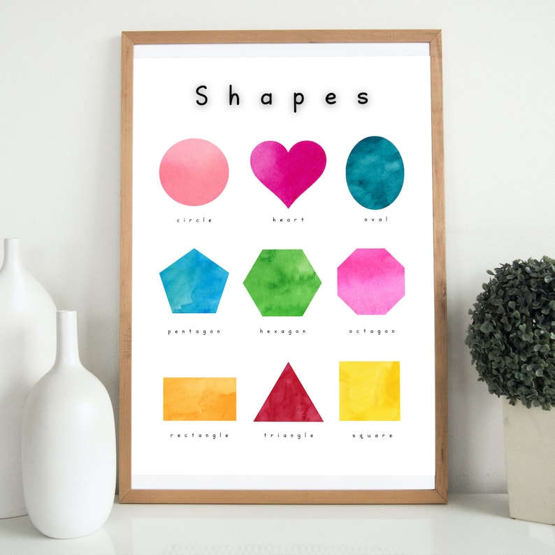 Math Numbers and Shapes Printable Posters, Early Childhood Education ...