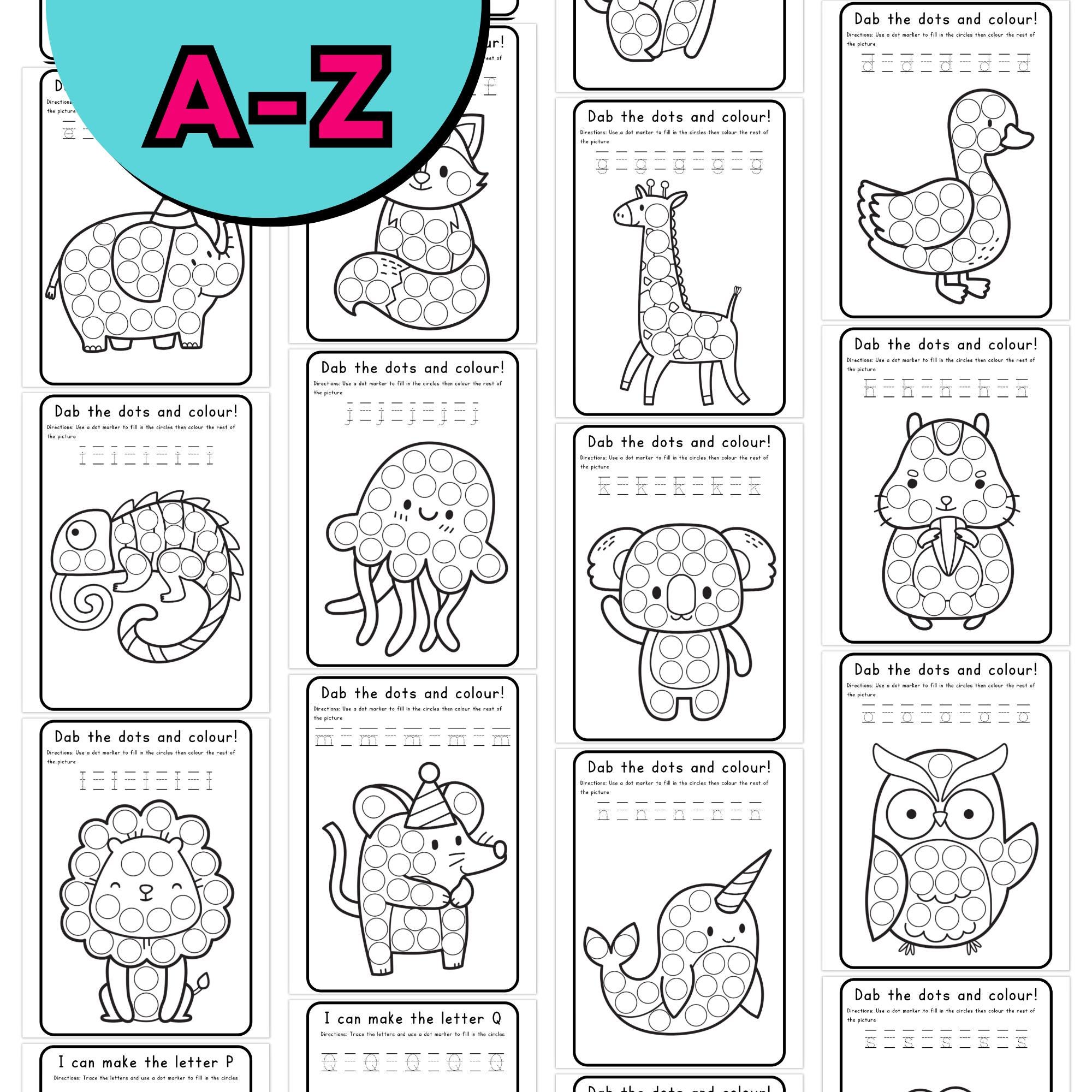 Dot Marker Alphabet Worksheets: Preschool A-Z Letter Learning ...