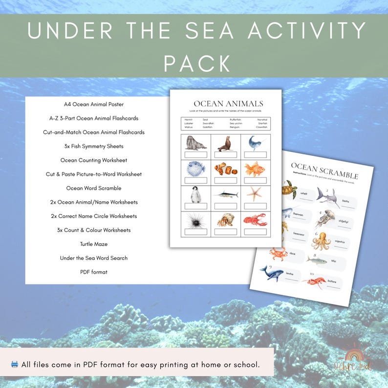 Ocean Learning Bundle | 200+ Pages Printables for Preschool ...
