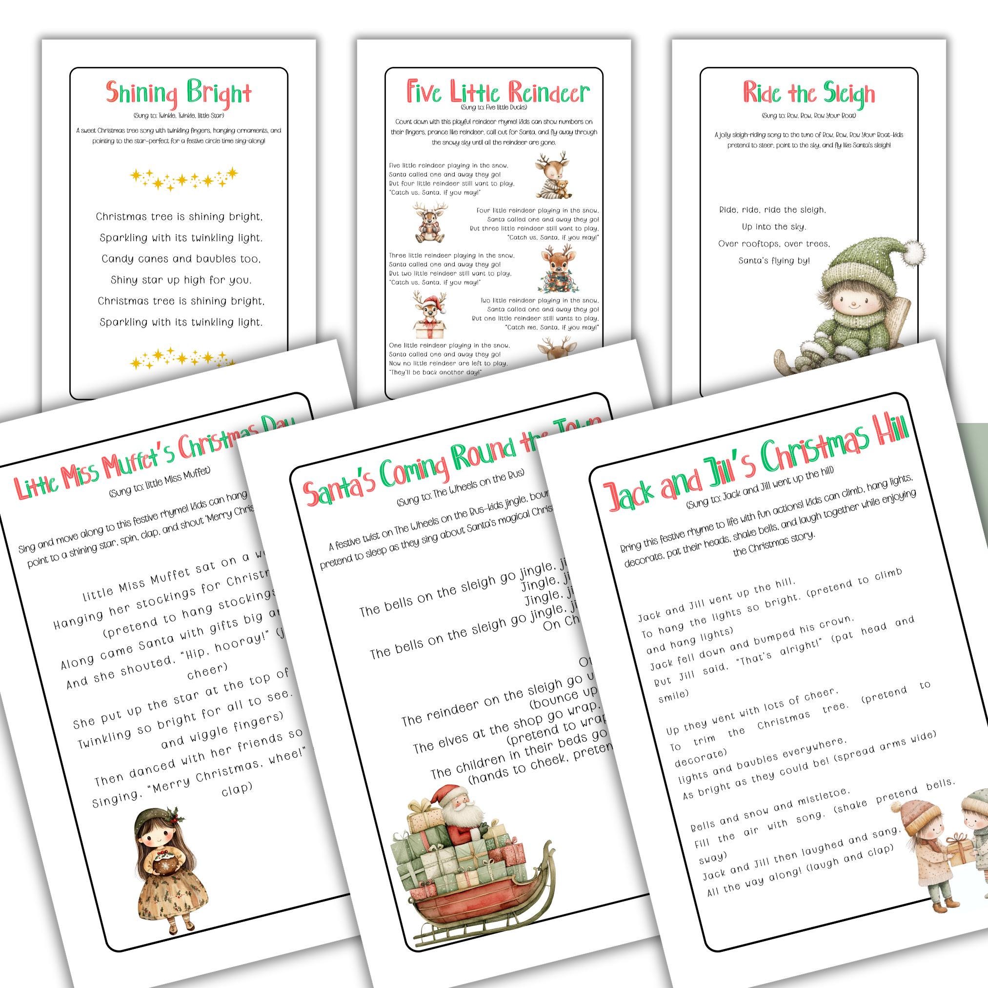 45 Christmas Circle Time Songs: Preschool Teacher Printable (PDF & PNG ...