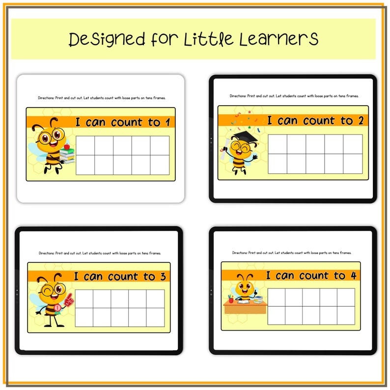 Bee Ten Frame Math Cards | Counting 1-10 Printable | Preschool and ...