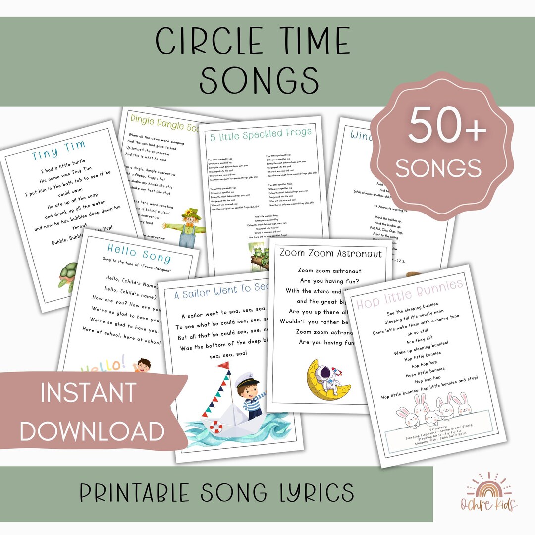 GROUP TIME Song Book, Circle Time Ebook 50 Preschool Songs With Lyrics ...