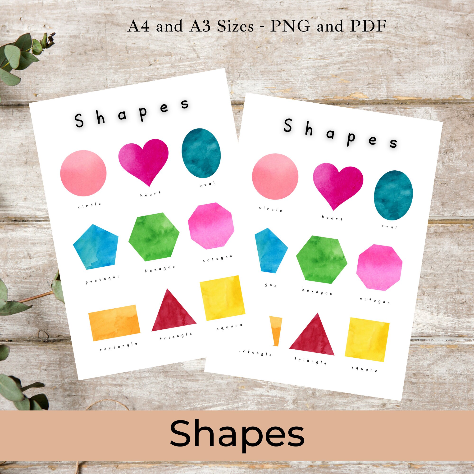 SHAPES POSTER Preschool Classroom Decor Homeschool Educational Poster ...