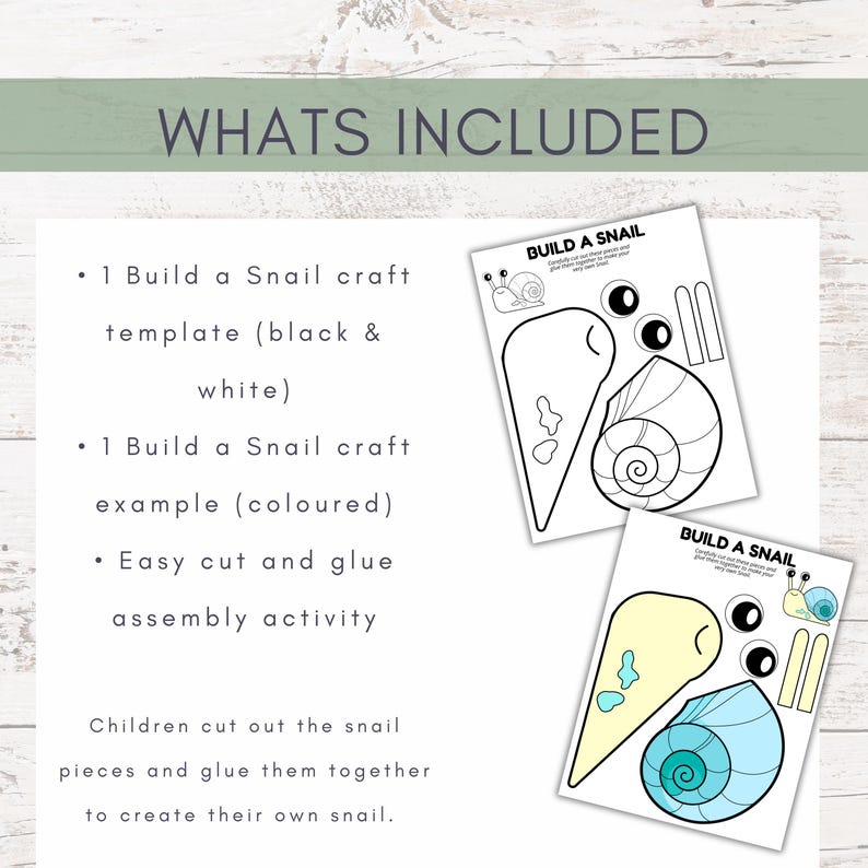 Snail Cut and Paste Craft Printable | Preschool Fine Motor Activity ...