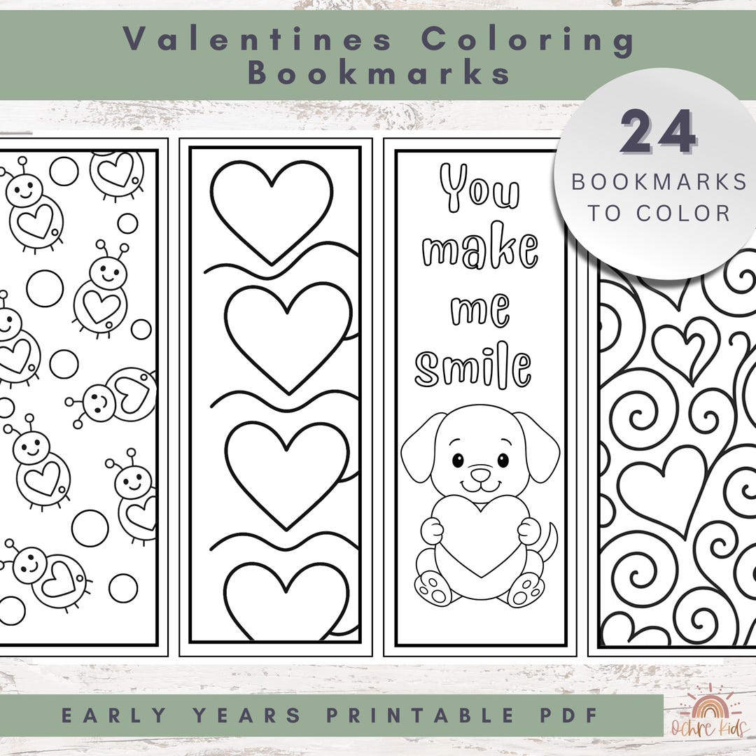 Printable Valentine Day Bookmarks, Preschool Classroom Valentine PDF ...