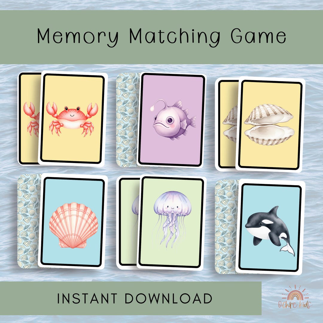 Printable Games Memory Match Under the Sea Cards for Preschoolers ...