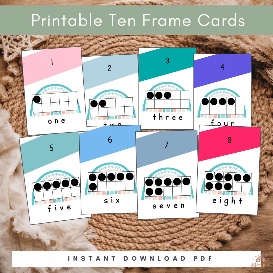 Ten Frame Number Flashcards 1–10 | Early Math Printable | Kindergarten ...