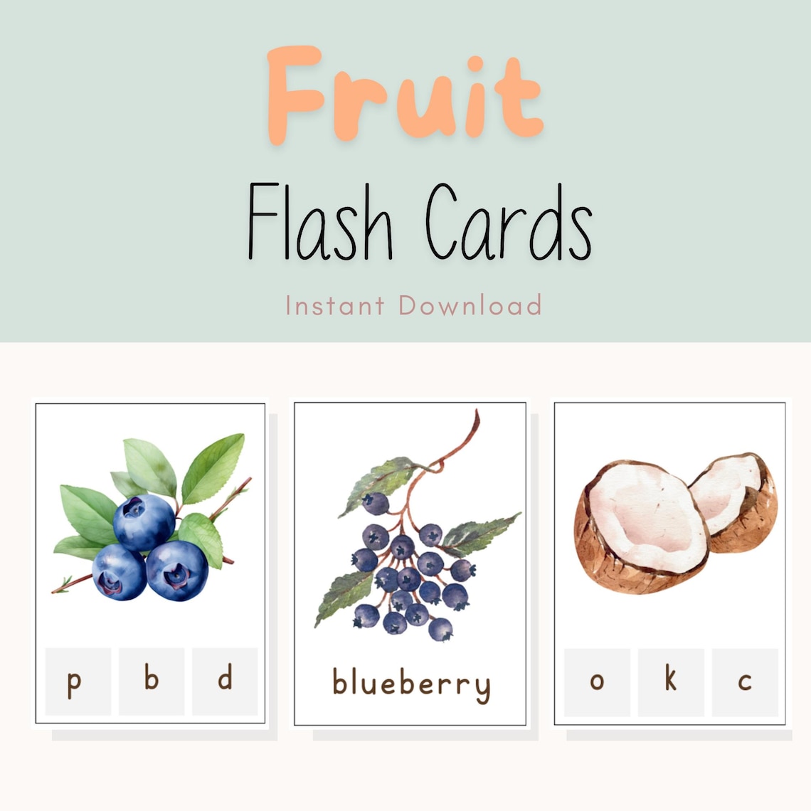 Printable Flash Cards for Preschool Alphabet Learning Fruit Design ABC ...