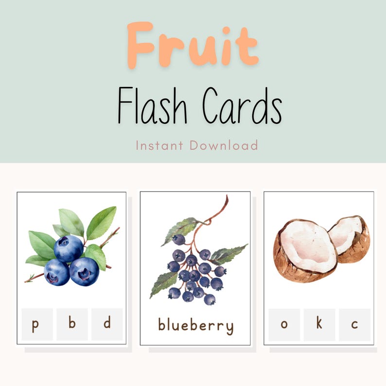 Fruit Water Colour Flash Cards, Preschool Language, EYLF, Digital ...