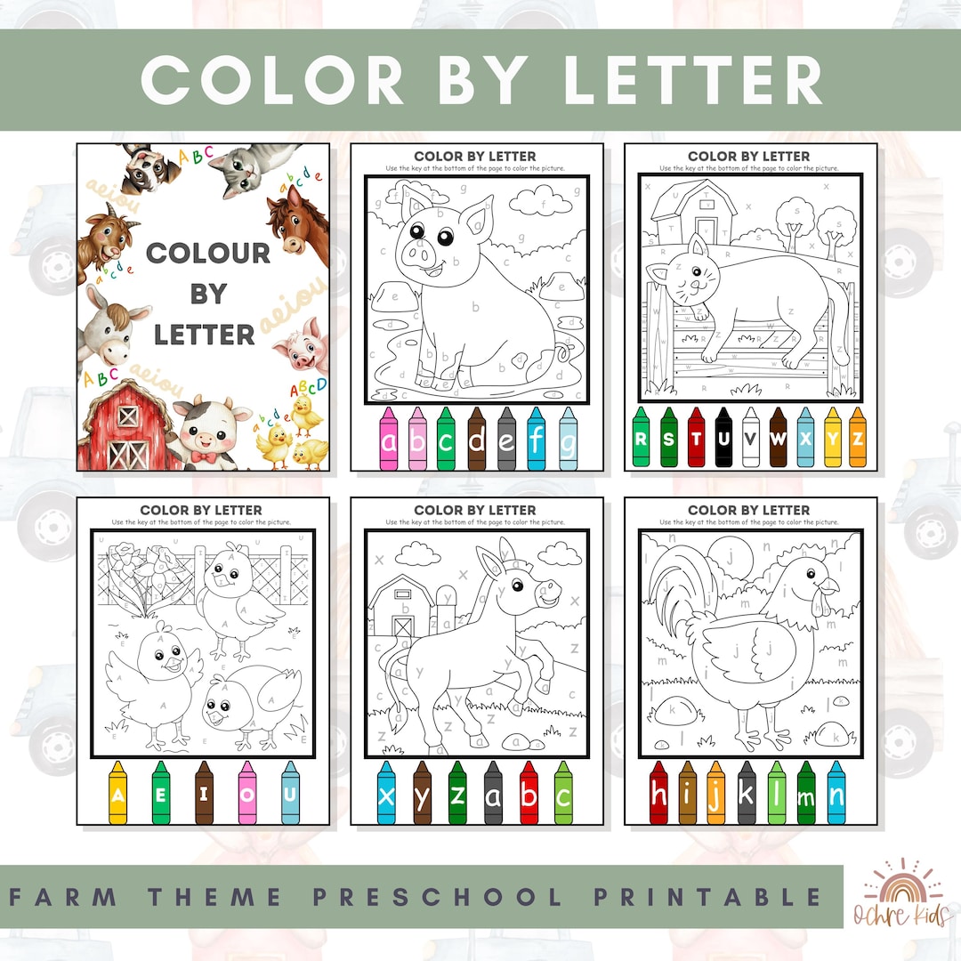 Color by Letter Farm Printable for Preschool, Alphabet Coloring Pages A ...
