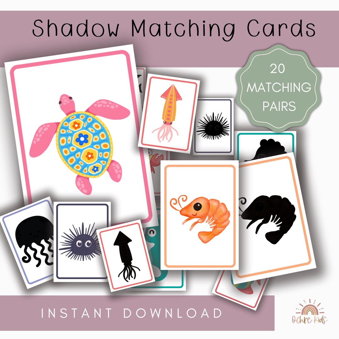 Under the Sea Shadow Matching Game: Printable Flash Cards (PDF) - Etsy