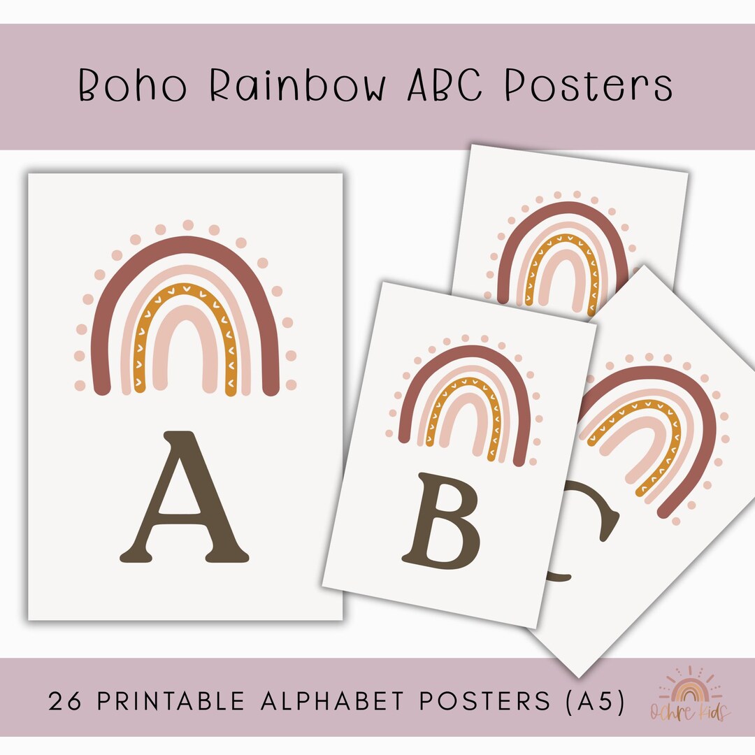 Boho Rainbow ABC Alphabet Posters A–Z | Literacy Classroom Decor ...