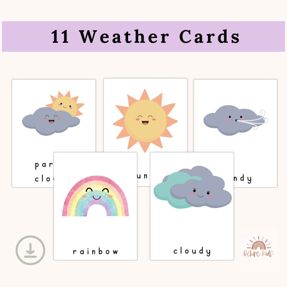 WEATHER CARDS Preschool Printable Educational Resource - Etsy